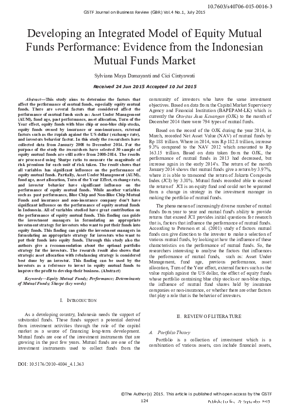 (PDF) Developing an Integrated Model of Equity Mutual Funds Performance ...