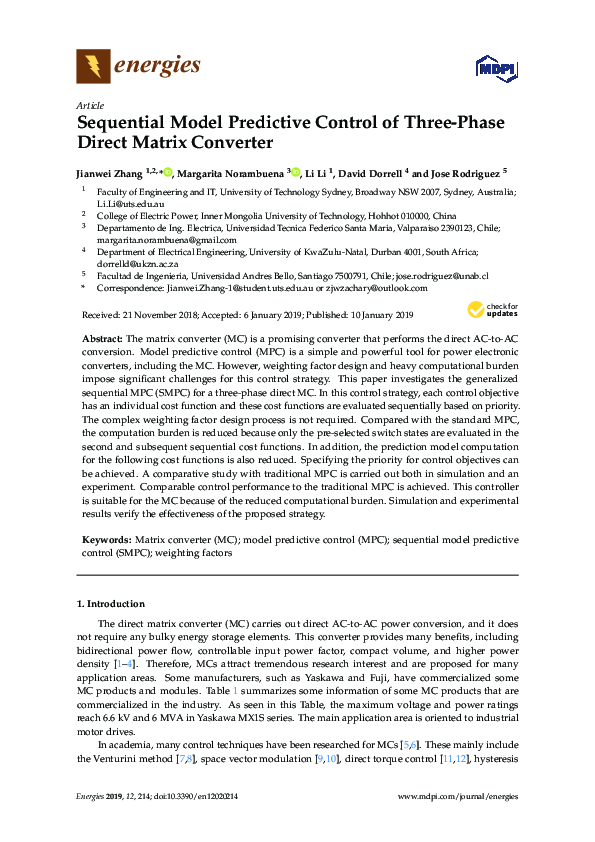 Pdf Sequential Model Predictive Control Of Three Phase Direct Matrix