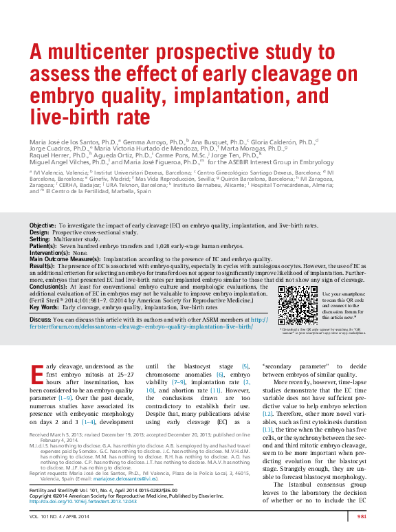 (PDF) A multicenter prospective study to assess the effect of early ...