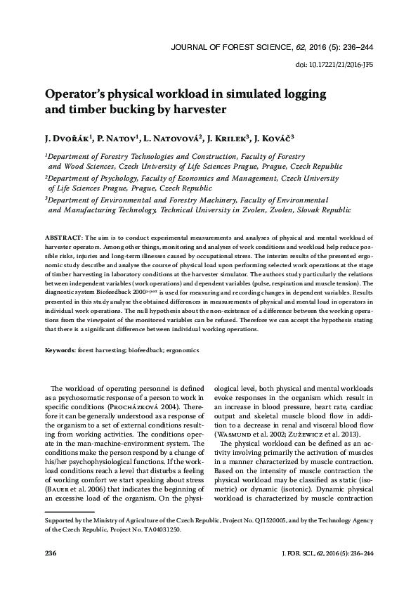 (PDF) Operator's physical workload in simulated logging and timber ...