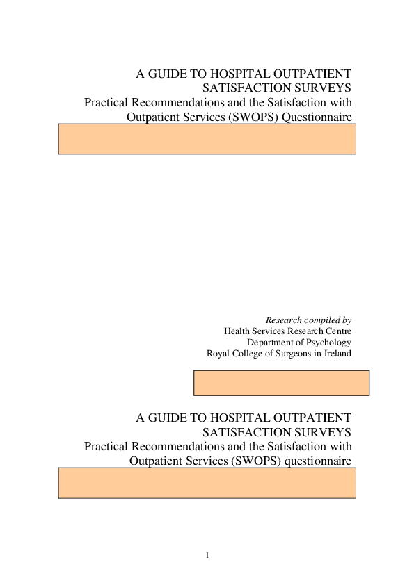 (PDF) A Guide to Hospital Outpatient Satisfaction Surveys. Practical ...