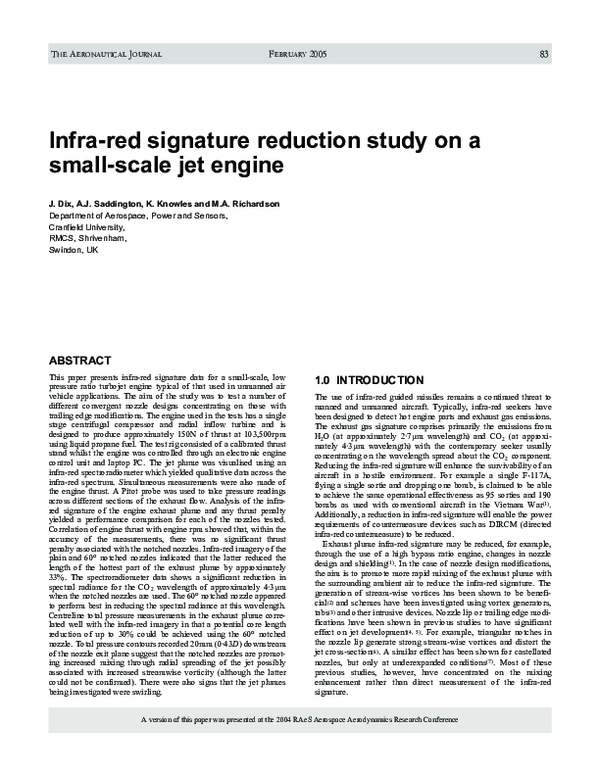 (PDF) Infra-red signature reduction study on a small-scale jet engine