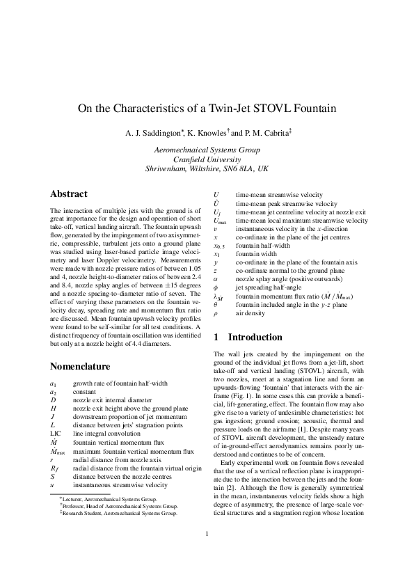 (PDF) On the characteristics of a twin-jet STOVL fountain | Alistair ...