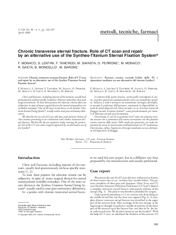 (PDF) Chronic transverse sternal fracture. Role of CT scan and repair ...