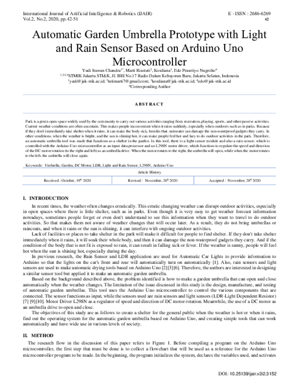 (PDF) Automatic Garden Umbrella Prototype with Light and Rain Sensor ...