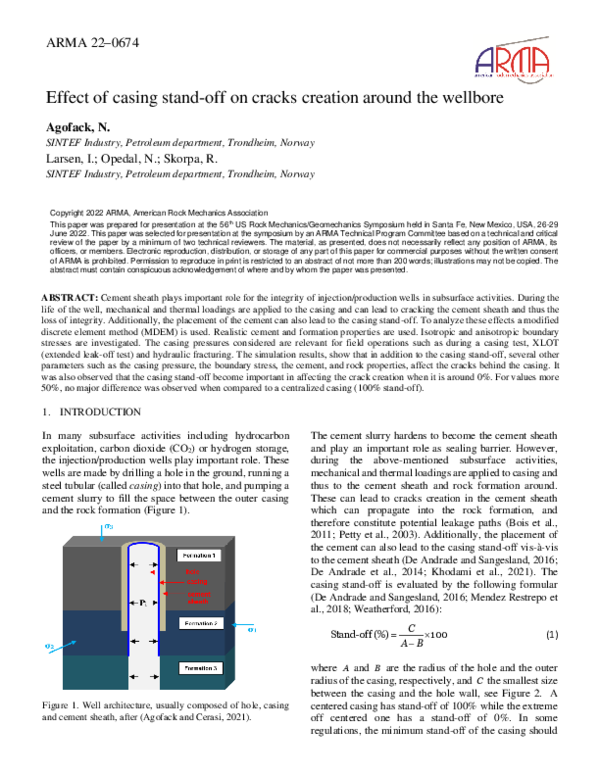 (PDF) Effect of Casing Stand-Off on Cracks Creation Around the Wellbore