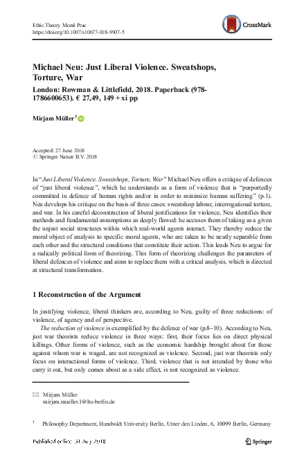 (PDF) Michael Neu: Just Liberal Violence. Sweatshops, Torture, War