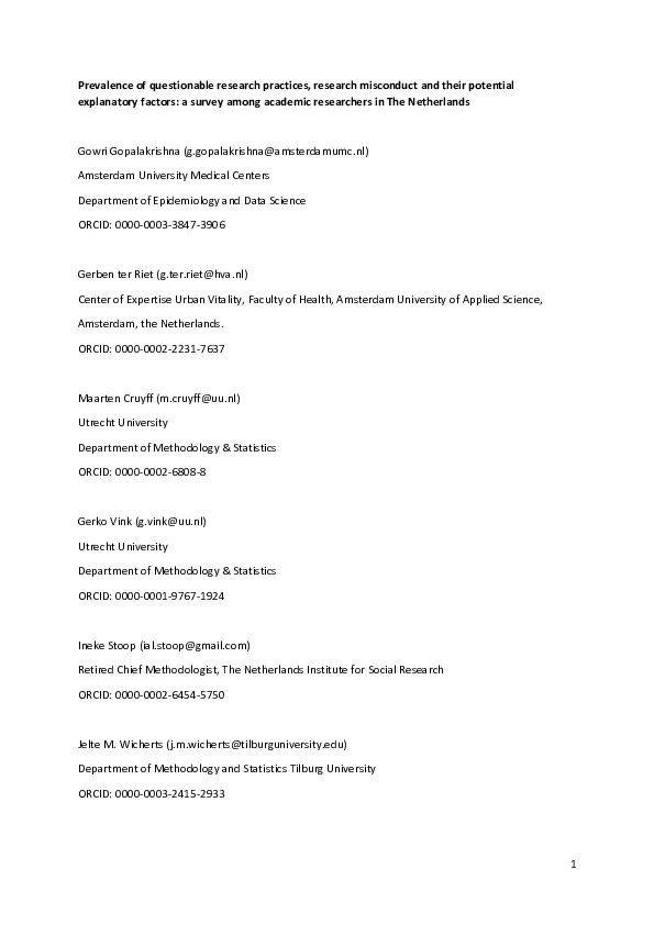 (PDF) Prevalence of questionable research practices, research ...