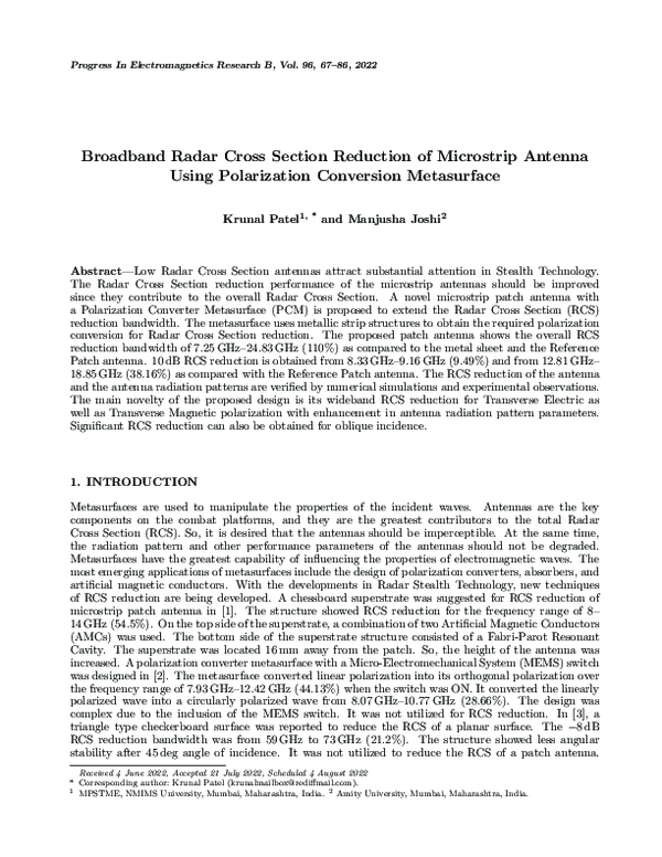 (PDF) Wideband RCS Reduction of Microstrip Antenna