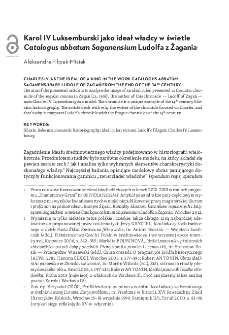 (PDF) Karol IV Luksemburski jako ideał władcy w świetle Catalogus ...