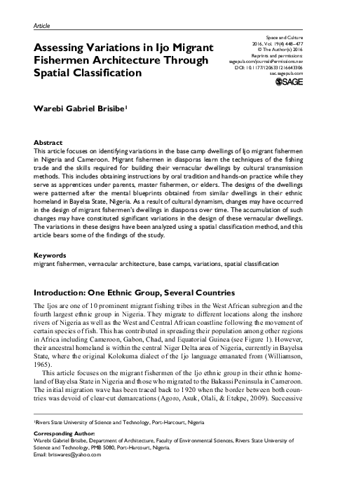 (PDF) Assessing Variations in Ijo Migrant Fishermen Architecture Through Spatial Classification