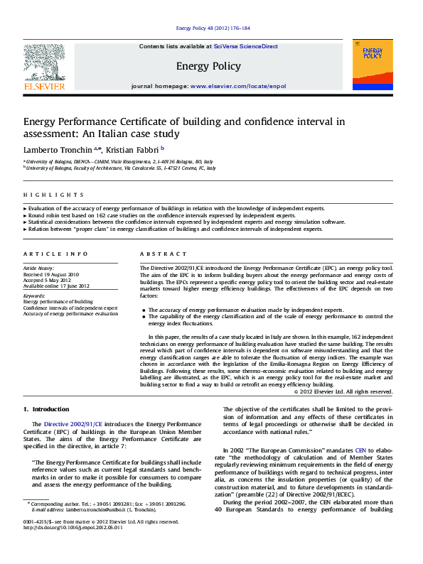 (PDF) Energy Performance Certificate of building and confidence ...