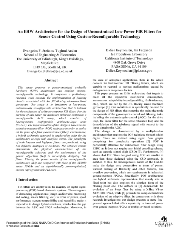 (PDF) An EHW Architecture for the Design of Unconstrained Low-Power FIR ...