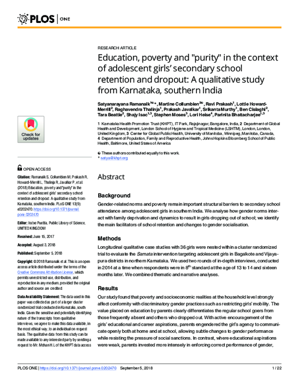 (PDF) Education, poverty and "purity" in the context of adolescent ...