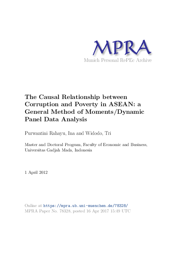 (PDF) The Causal Relationship Between Corruption and Poverty in Asean: A General Method of ...