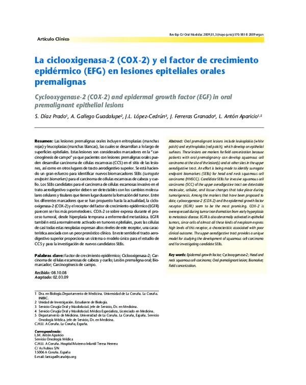 (PDF) La ciclooxigenasa-2 (COX-2) y el factor de crecimiento epidérmico ...