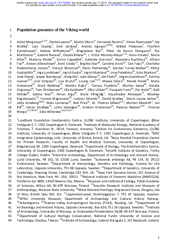 (PDF) Population genomics of the Viking world | Louise Loe - Academia.edu