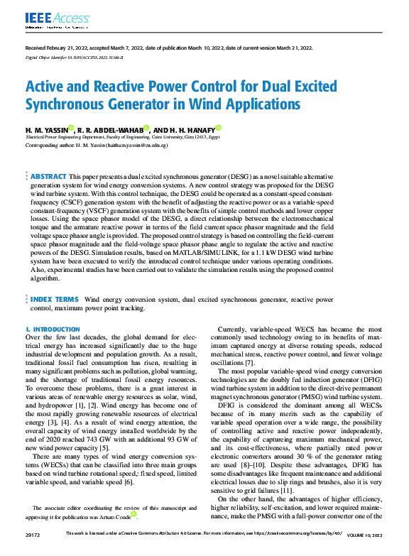 (PDF) Active and Reactive Power Control for Dual Excited Synchronous ...