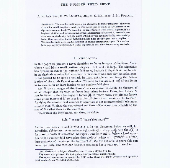 (PDF) The development of the number field sieve