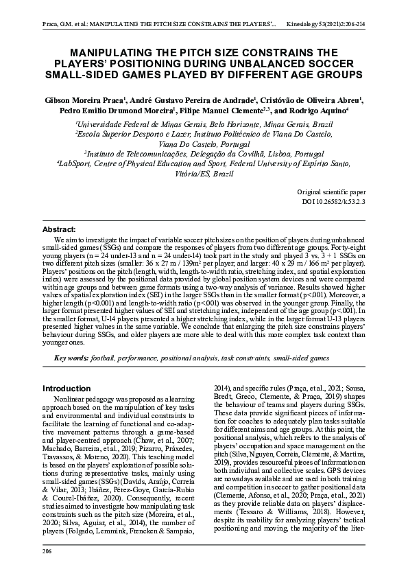 (PDF) Manipulating the Pitch Size Constrains the Players’ Positioning ...