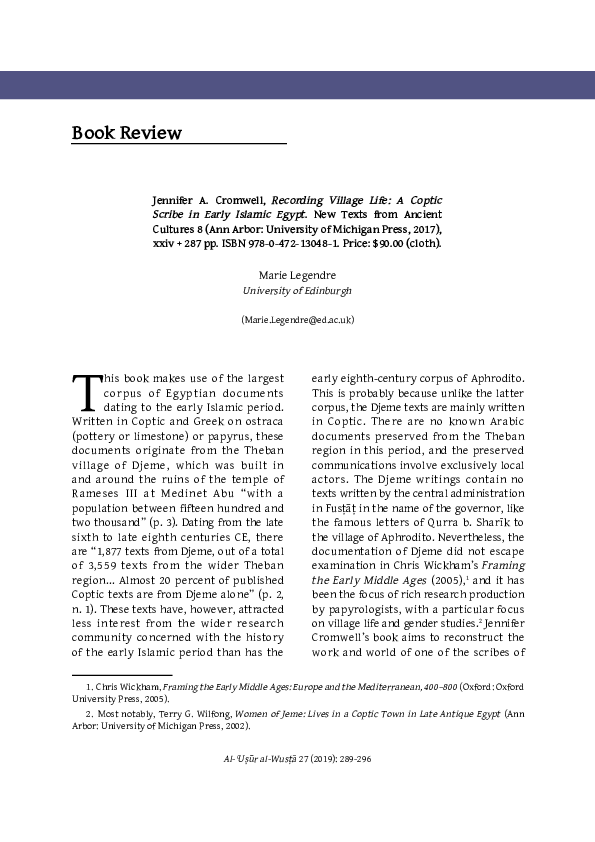 (PDF) Book review: Jennifer A. Cromwell. Recording Village Life: A ...