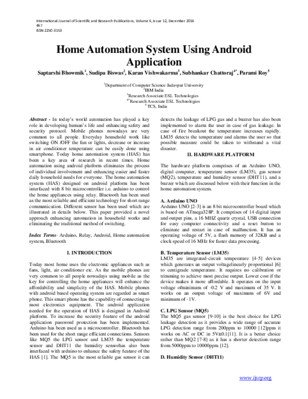 (PDF) Home Automation System using Android Application