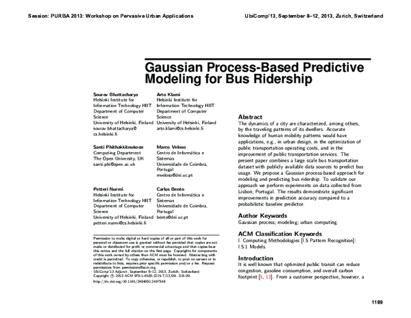 (PDF) Gaussian process-based predictive modeling for bus ridership
