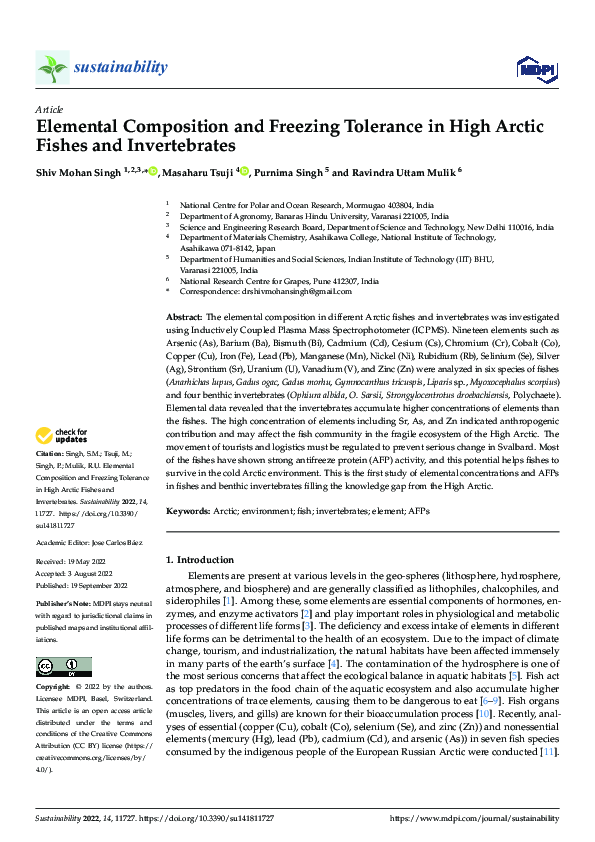 (PDF) Elemental Composition and Freezing Tolerance in High Arctic ...