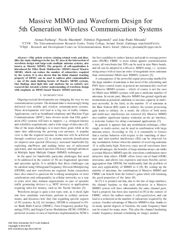 (PDF) Waveform Design and MIMO in 5G Systems