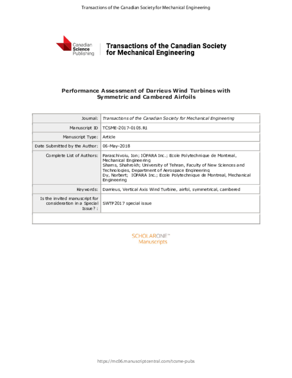 (PDF) Performance assessment of Darrieus wind turbines with symmetric ...