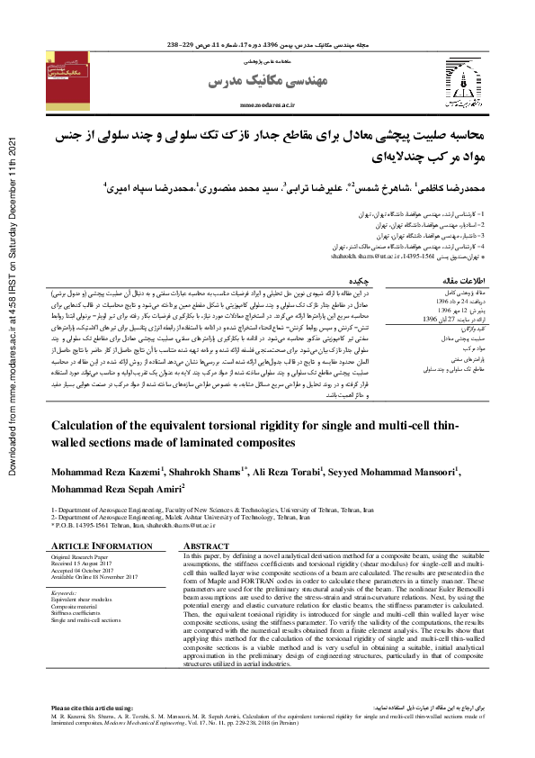 Pdf Calculation Of The Equivalent Torsional Rigidity For Single And