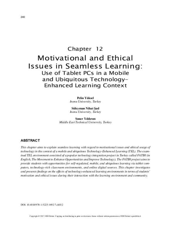 (PDF) Motivational and Ethical Issues in Seamless Learning
