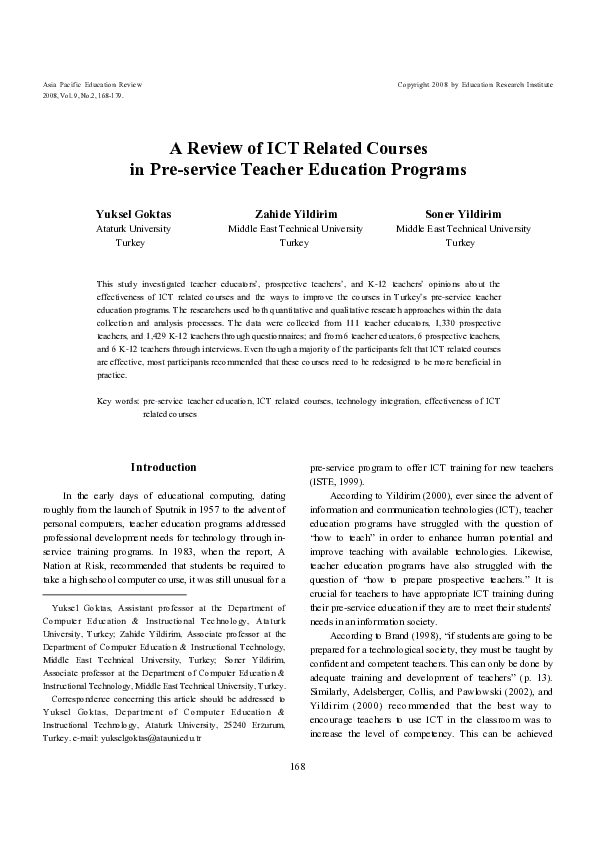 (PDF) A review of ICT related courses in pre-service teacher education ...