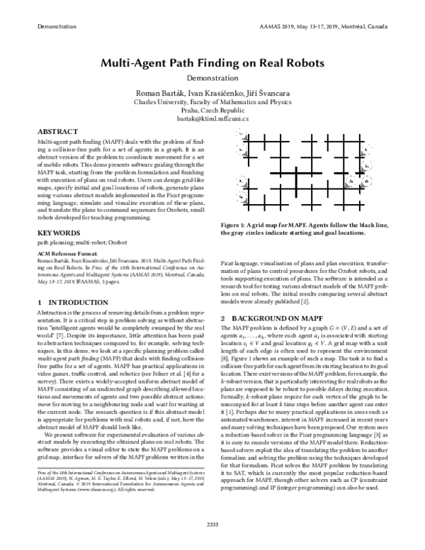 Pdf Multi Agent Path Finding On Real Robots Demonstration