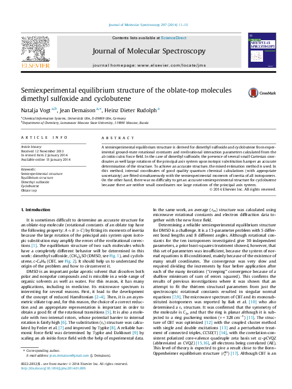 (PDF) Semiexperimental equilibrium structure of the oblate-top ...