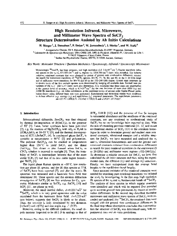 (PDF) High resolution infrared, microwave, and millimeter wave spectra ...