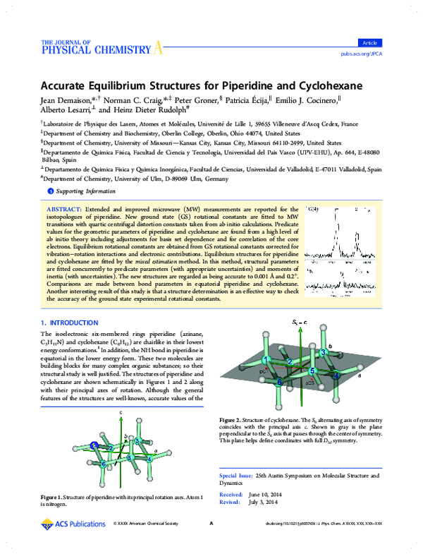 (PDF) Accurate Equilibrium Structures for Piperidine and Cyclohexane