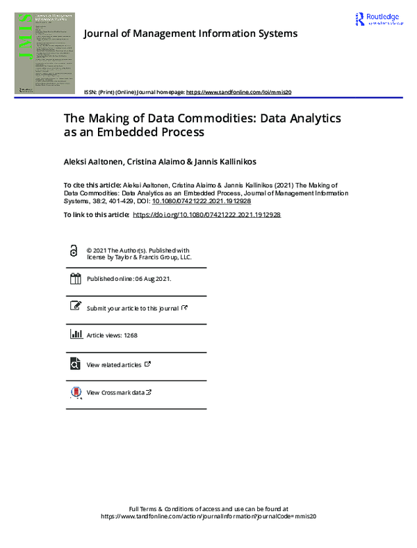 (PDF) The Making of Data Commodities: Data Analytics as an Embedded Process