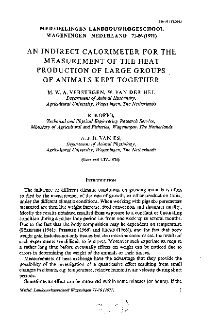 (PDF) An Indirect Calorimeter for the Measurement of the Heat ...