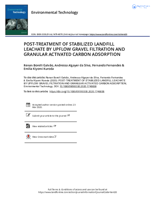 (PDF) Post-treatment of stabilized landfill leachate by upflow gravel filtration and granular ...