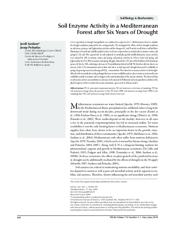 (PDF) Soil Enzyme Activity in a Mediterranean Forest after Six Years of Drought