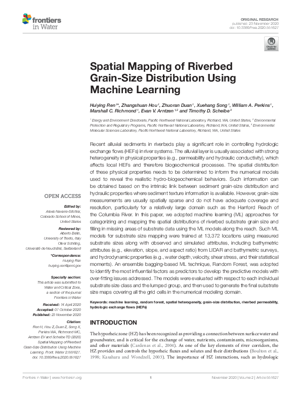 (PDF) Spatial Mapping of Riverbed Grain-Size Distribution Using Machine Learning