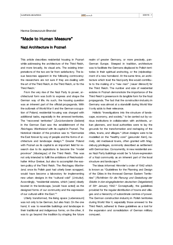 (PDF) “Made to Human Measure”. Nazi Architecture in Poznań