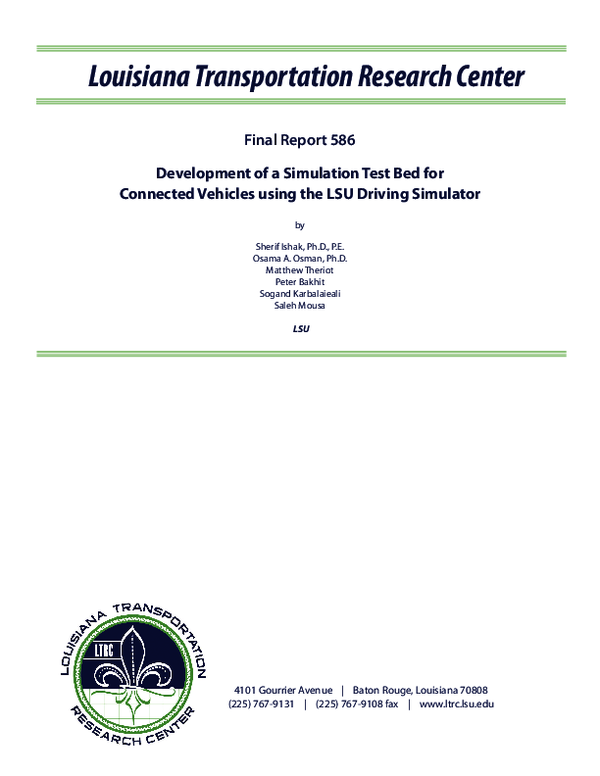 (PDF) Development of a Simulation Test Bed for Connected Vehicles using ...