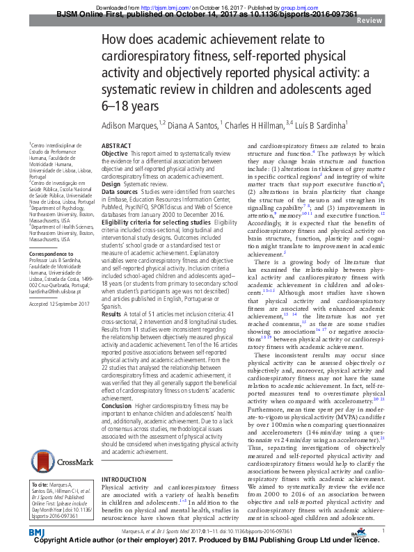 (PDF) How does academic achievement relate to cardiorespiratory fitness ...