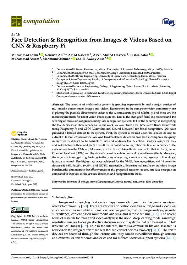 (PDF) Face Detection & Recognition from Images & Videos Based on CNN & Raspberry Pi