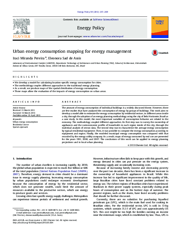 (PDF) Urban energy consumption mapping for energy management