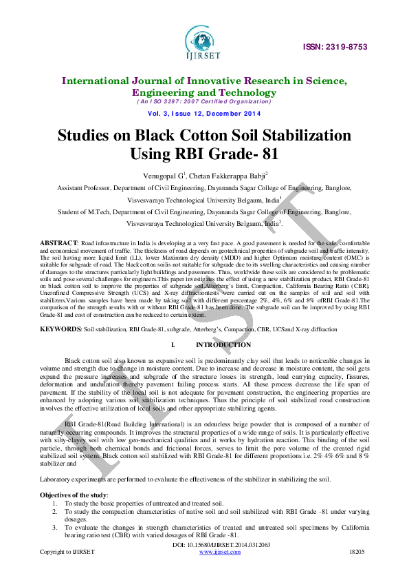 (PDF) A Review on Soil Stabilization Using Rbi GRADE-81