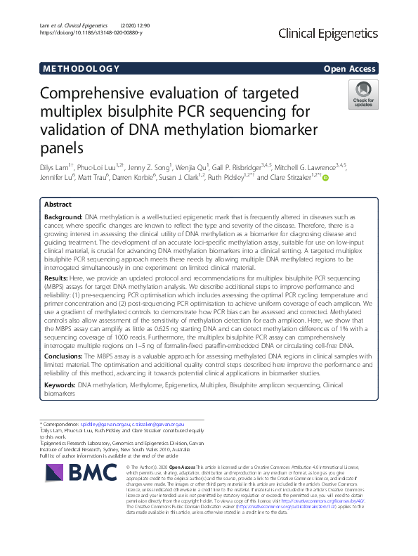 (PDF) Comprehensive evaluation of targeted multiplex bisulphite PCR ...