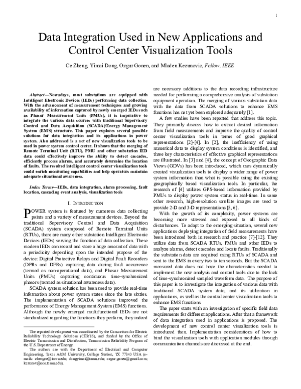 (PDF) Data integration used in new applications and control center ...